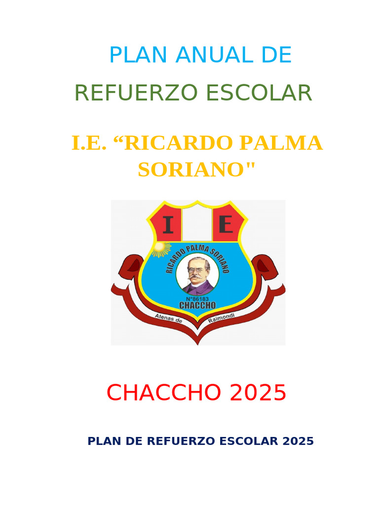 Plan de Refuerzo Escolar 2025 | PDF | Evaluación | Aprendizaje