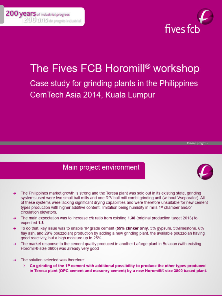 The Fives FCB Horomill® Workshop | PDF | Cement | Materials