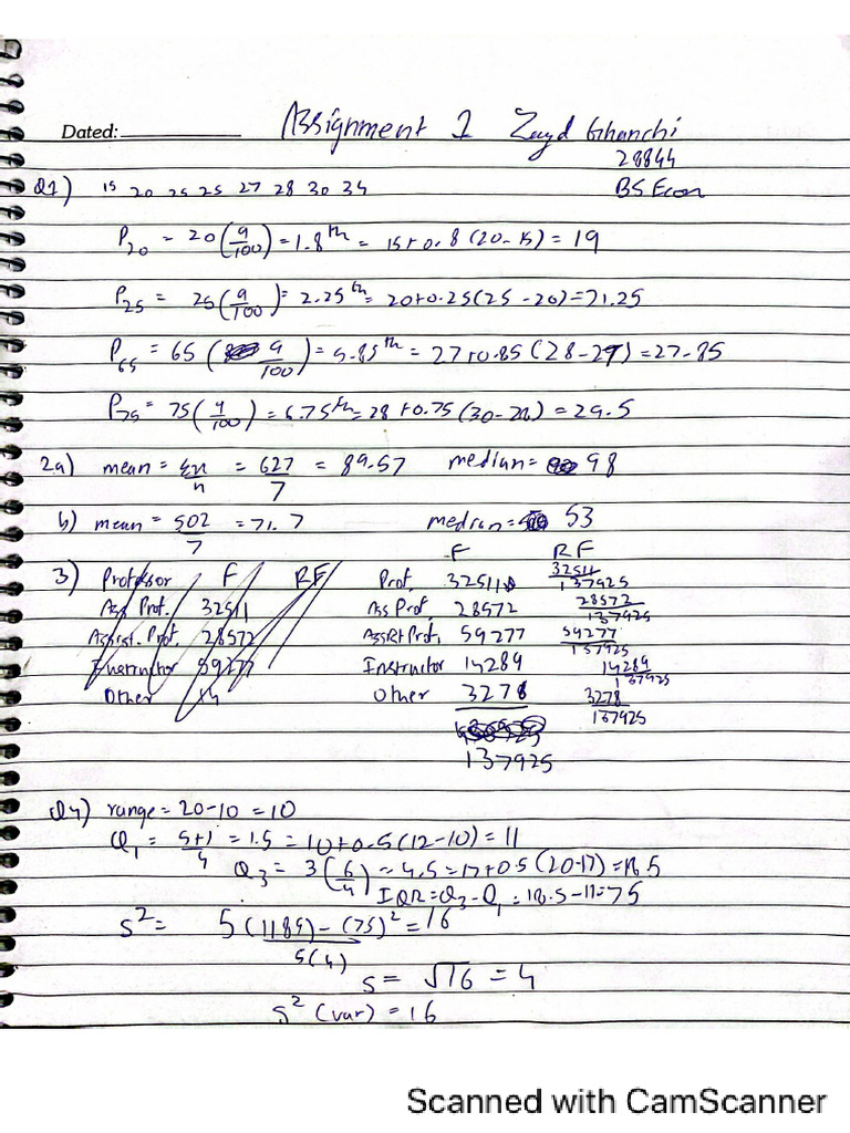Stats Assignment 1 | PDF