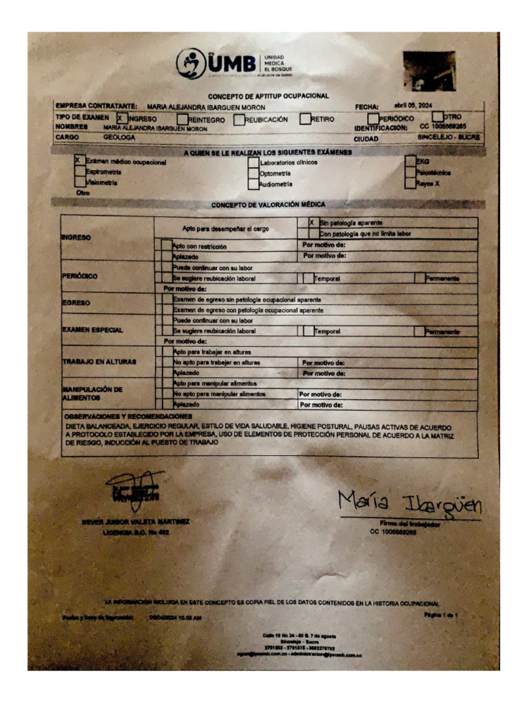 Examen Medico Ocupacional Pdf