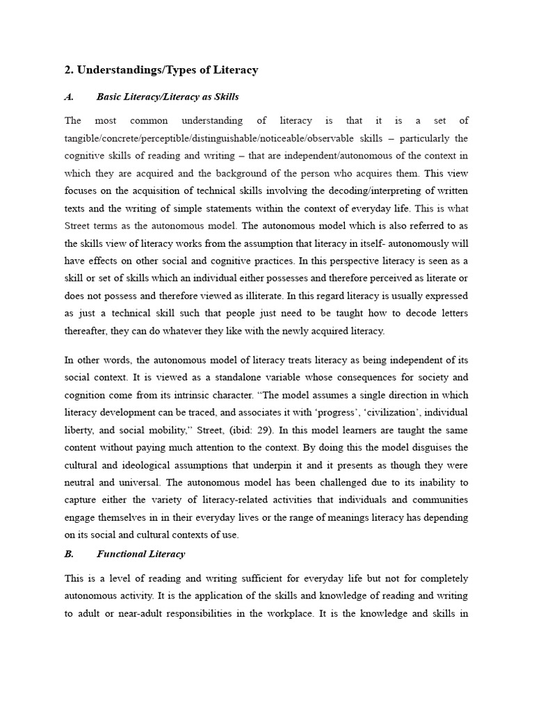 Understandings of Literacy | PDF | Literacy | Knowledge