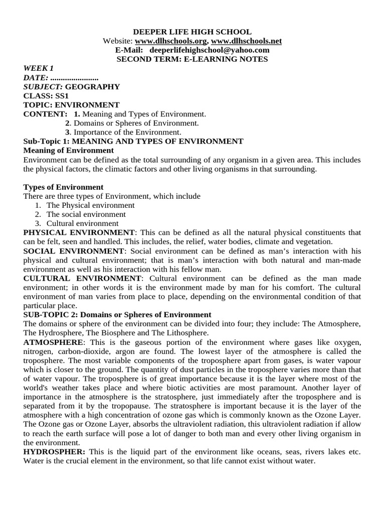 Geography Ss1 Second Term E Note | PDF | Precipitation | Natural ...