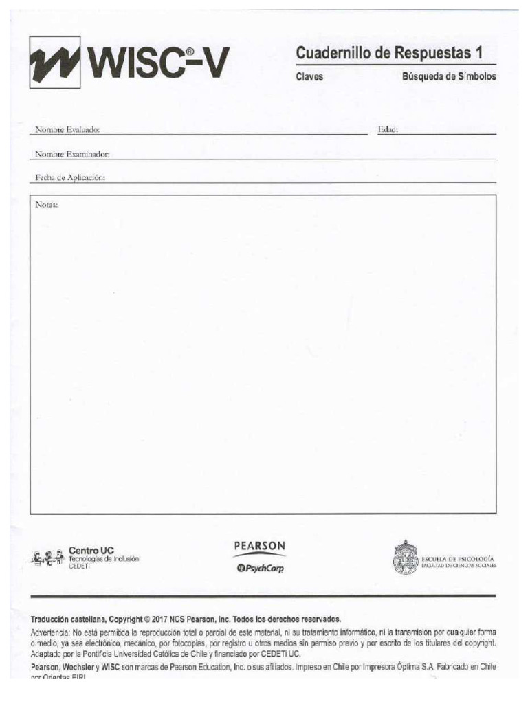 PDF Cuadernillo de Respuestas 1 Wisc V Compress | PDF