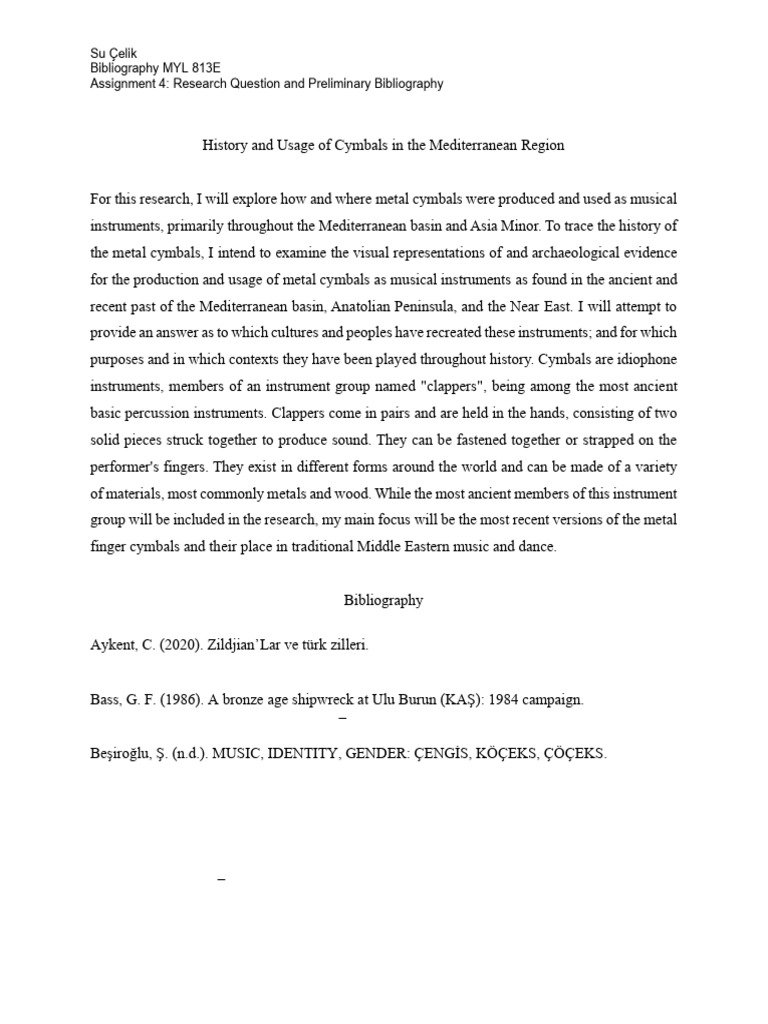 History and Usage of Cymbals in The Mediterranean Region | PDF ...