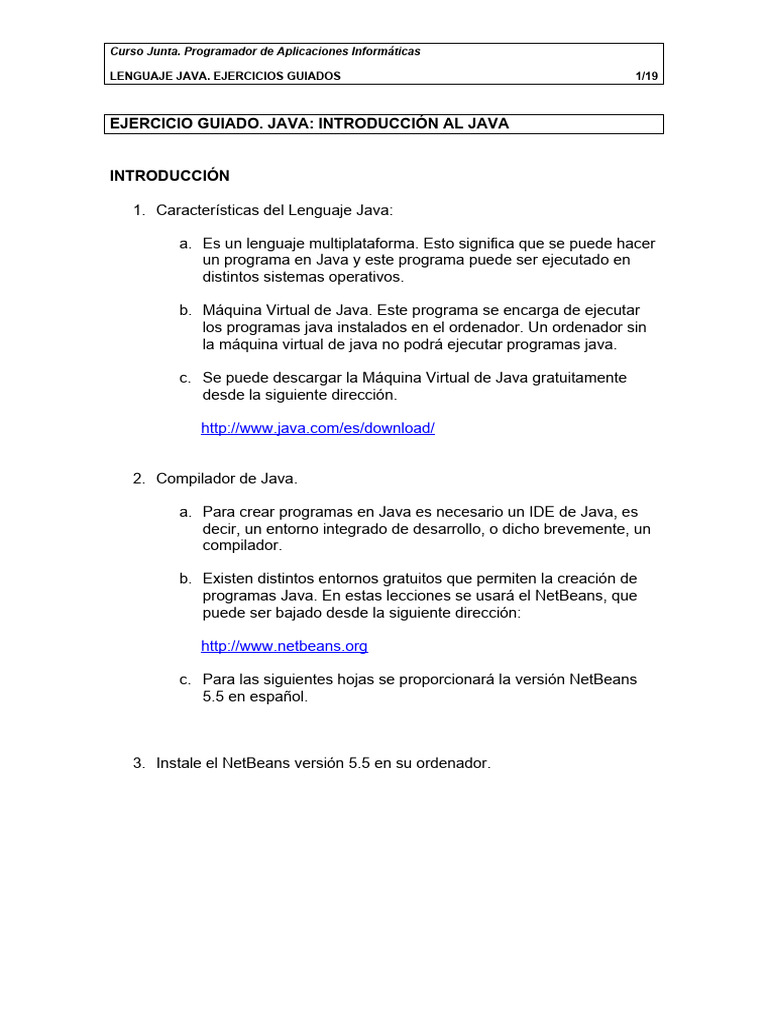 01 Ejercicios Programacion Java | PDF | Java (lenguaje de programación) | Aplicaciones y software