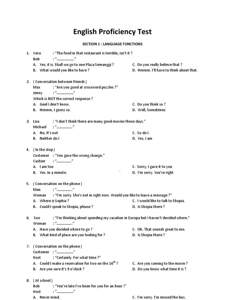 English Proficiency Test Practice | PDF | Solar Energy | Energy Development