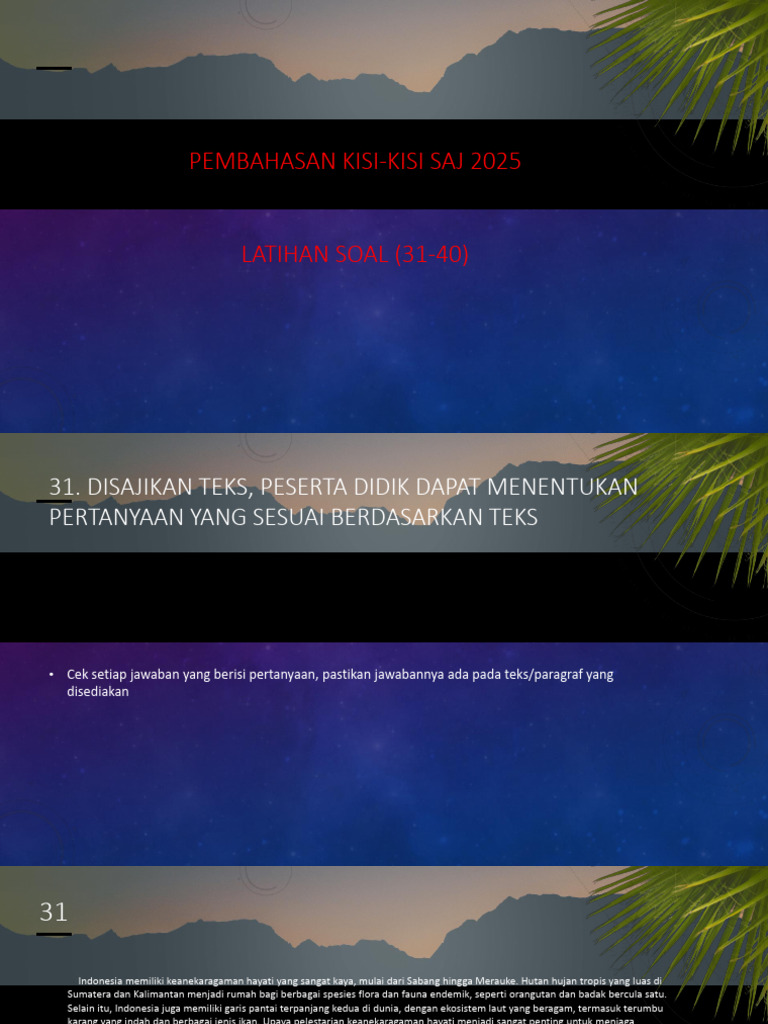 Pembahasan Kisi-Kisi SAJ 2025 - (31-40) | PDF