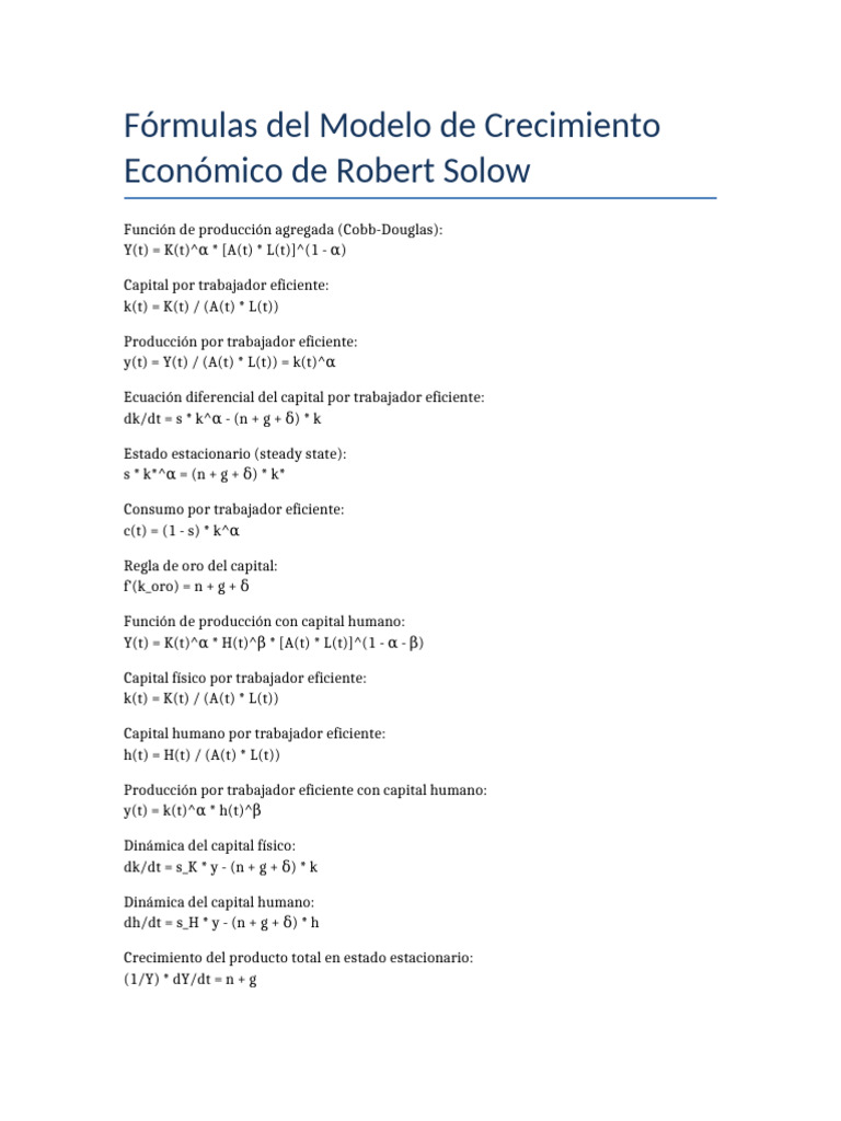 Formulas Solow | PDF