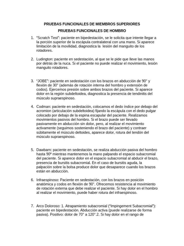 Pruebas Funcionales de Miembros Superiores | PDF | Hombro | Codo