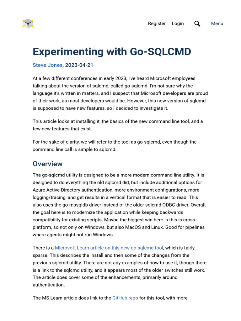 Experimenting With Go-SQLCMD - SQLServerCentral | PDF | Command Line Interface | Computing Platforms
