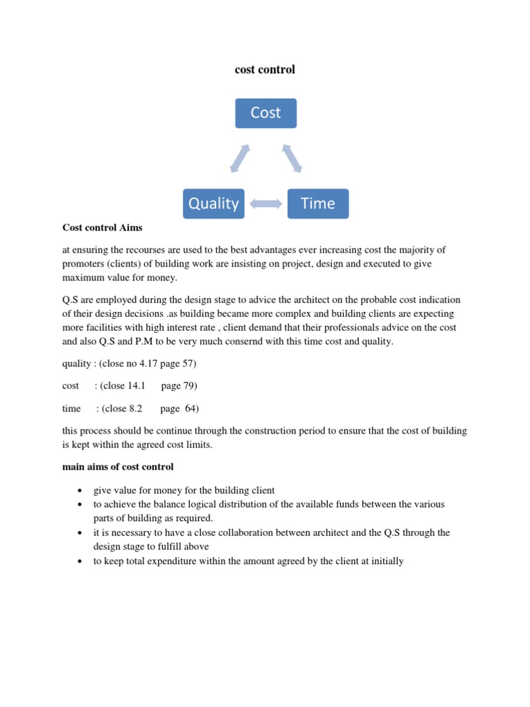 Cost Control | PDF | Architect | Consultant