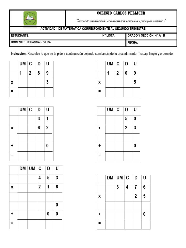 Actividad 1 Matem-Tica 4 - A | PDF