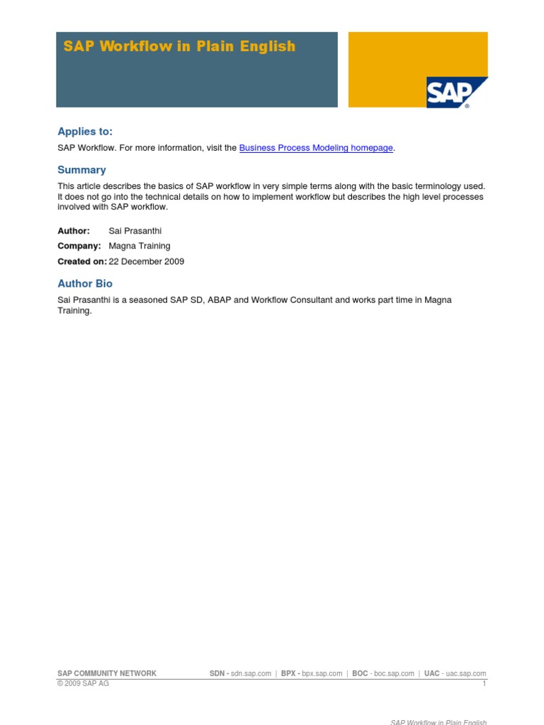 SAP Workflow | PDF