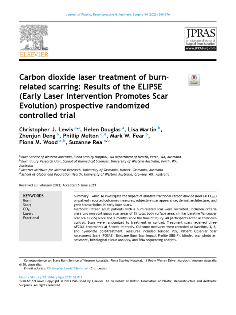 Carbon Dioxide Laser Treatment of Burn Related Sca | PDF | Scar | Biopsy