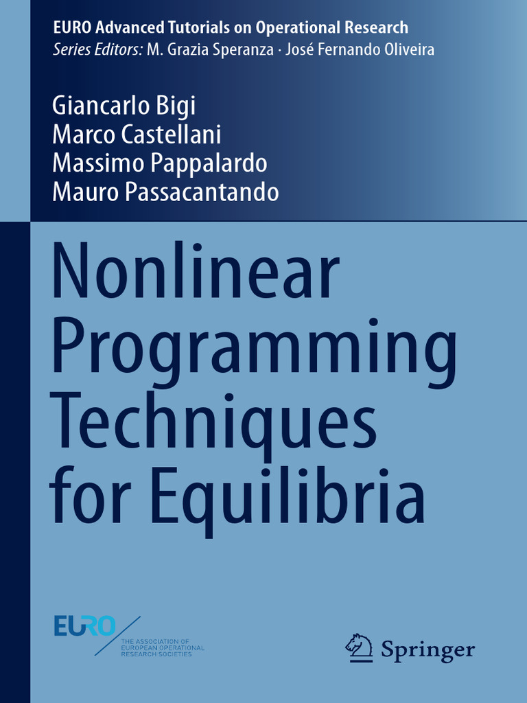 Nonlinear Programming For Equilibria Pdf Mathematical Optimization
