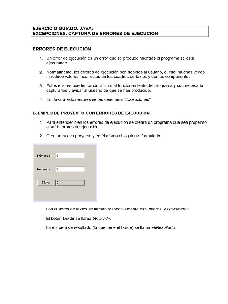 09 Guiados Excepciones | PDF | Programa de computadora | Programación