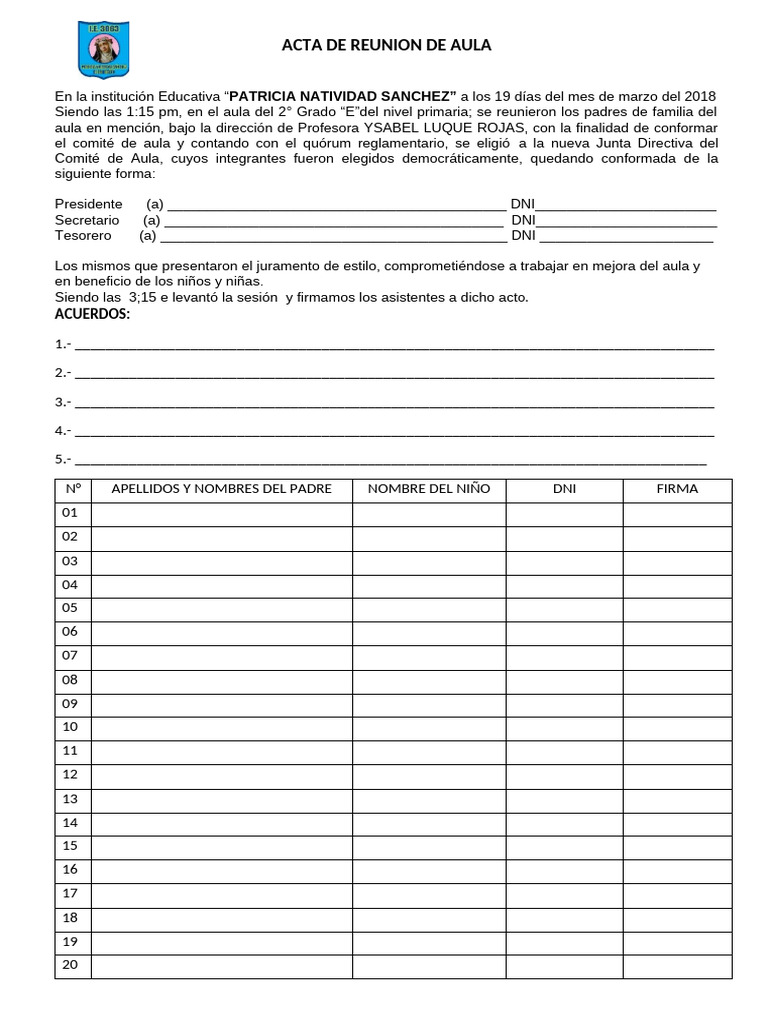 Modelo de Acta. | PDF