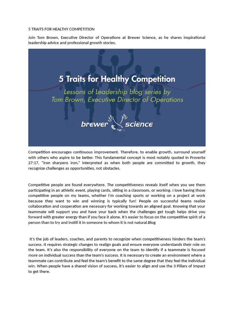 5 Traits For Healthy Competition | PDF | Social Psychology