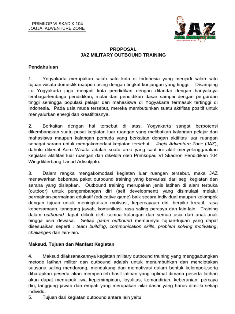 Proposal Paket Military Outbond | PDF