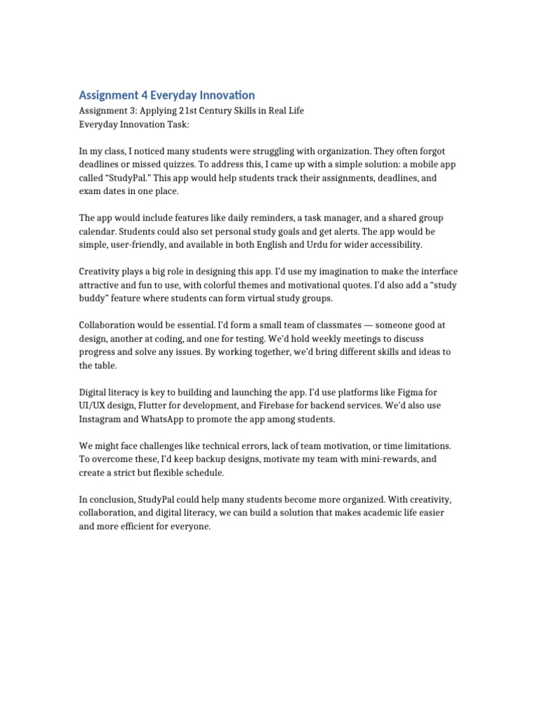 Assignment 4 Everyday Innovation | PDF