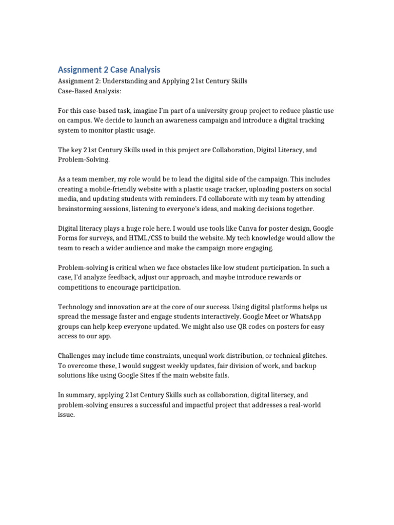 Assignment 2 Case Analysis | PDF