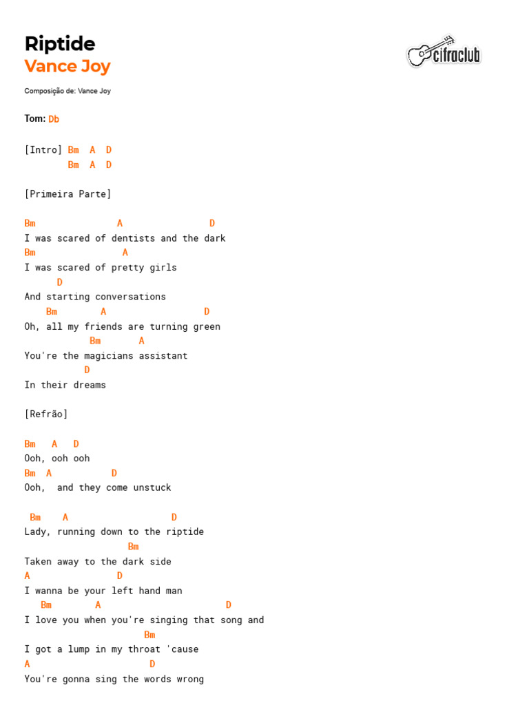 Cifra Club - Vance Joy - Riptide | PDF | Songs Written | Singles