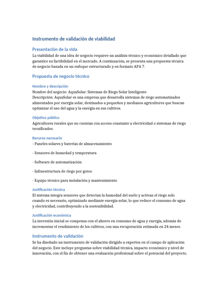 Validación de Viabilidad de Negocios Innovadores | PDF | Enseñando | Riego