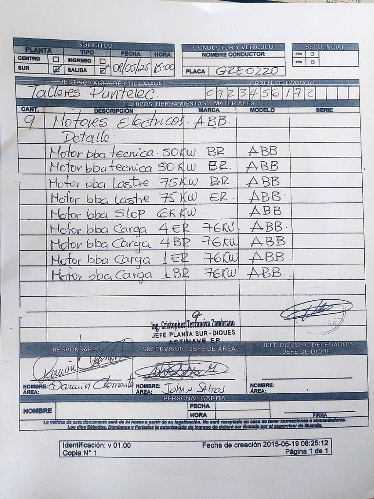 Salida de Motores L6 | PDF