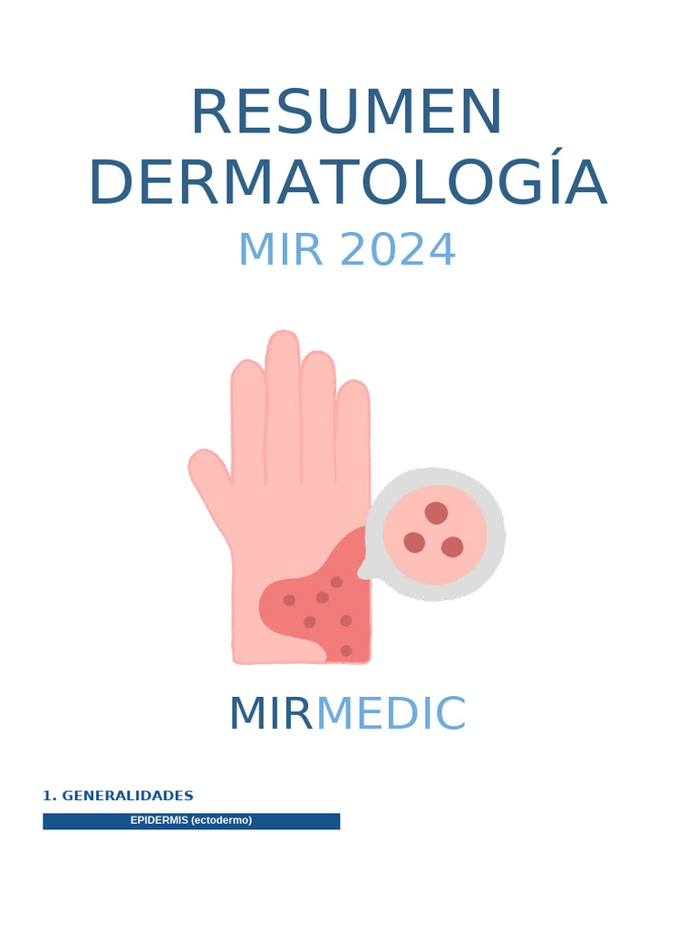 Resumen Dermatología MIR 2024 Mirmedic | PDF | Psoriasis | Medicina CLINICA