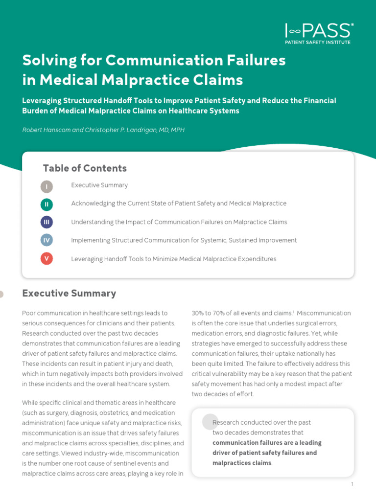I-PASS - Medical Malpractice Position Paper - 2023 | PDF | Patient ...