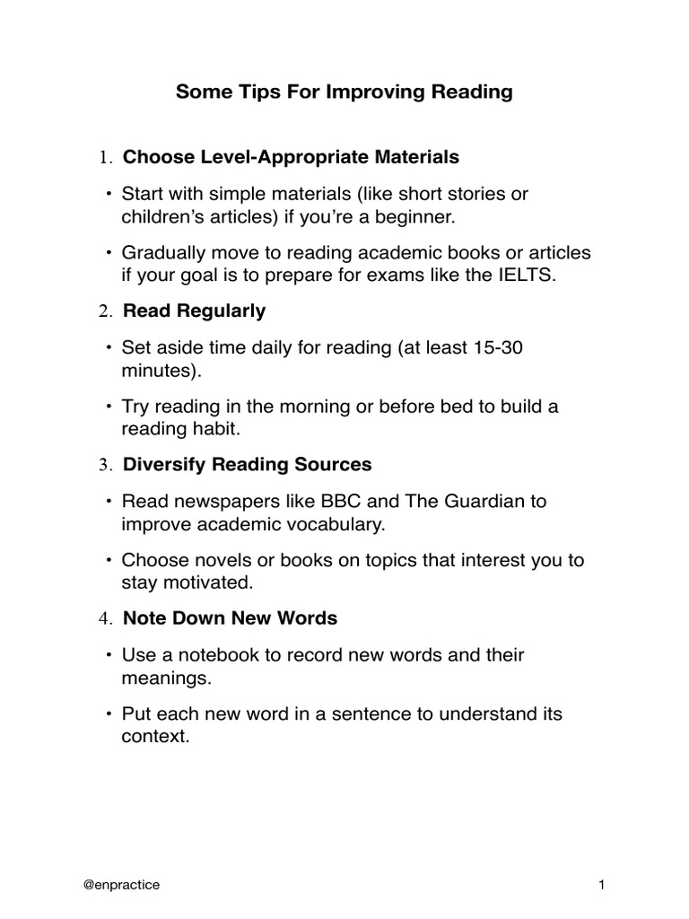 Reading Tips | PDF