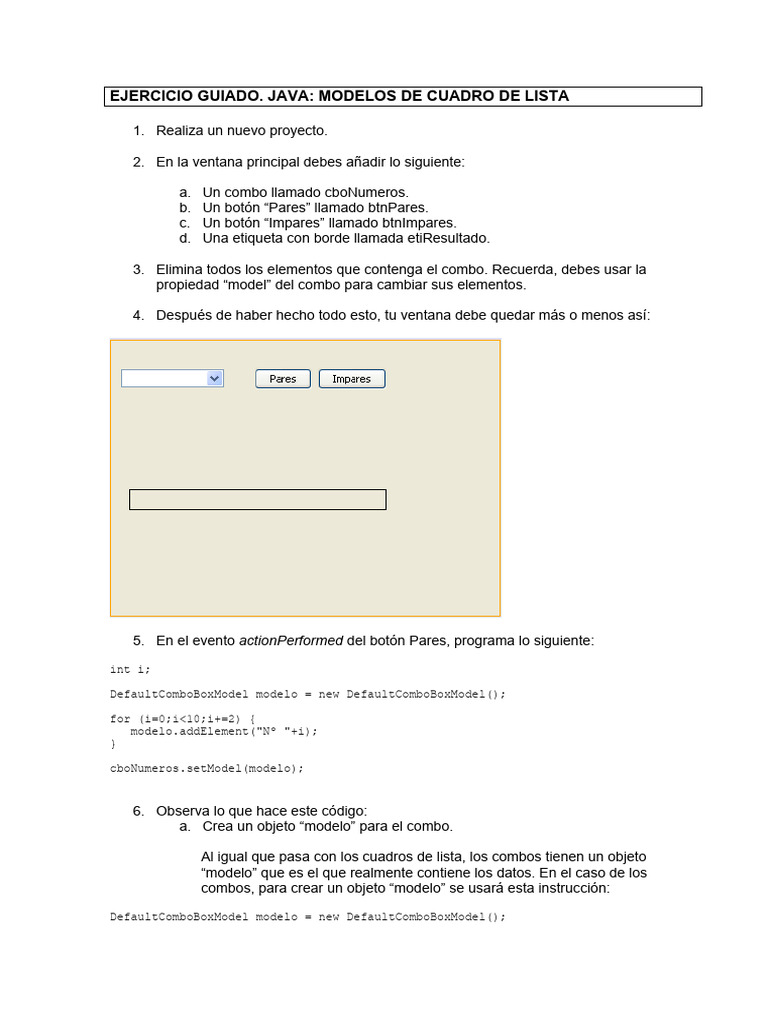 Java Combos Modelos | PDF | Programación de computadoras