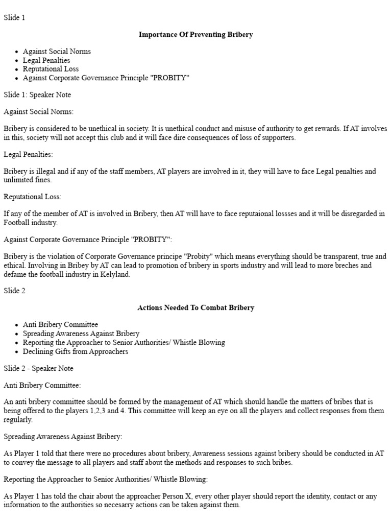 Combating Bribery in Sports Management | PDF | Bribery | Political ...