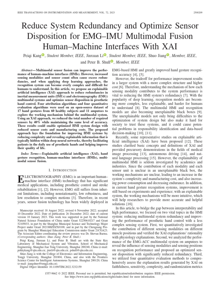 Reduce System Redundancy and Optimize Sensor Disposition For EMG-IMU Multimodal Fusion Human ...