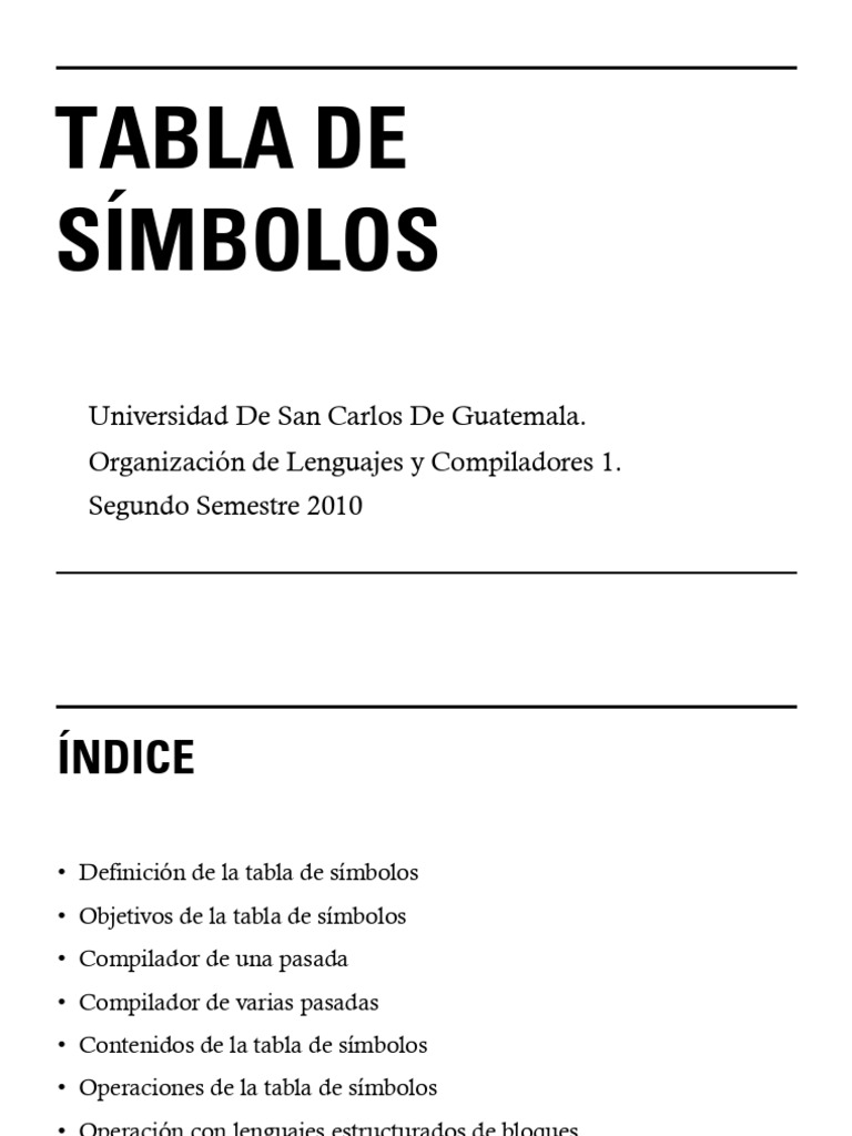 Compiladores Tabla de Símbolos | PDF | Compilador | Lenguaje de ...