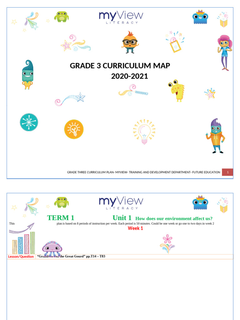GR 3 MyView Int'l Curriculum Map | PDF | Reading Comprehension | Literacy
