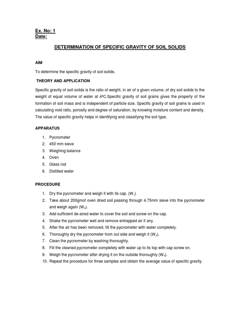 Determination of the Specific Gravity and Permeability of Soil Samples Through Laboratory ...
