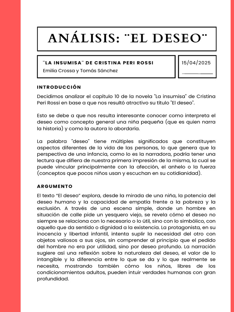 Literatura El Deseo | PDF | Narración | Narrativa