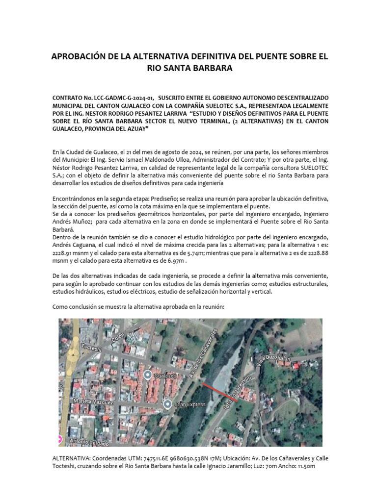 APROBACIÓN DE LA ALTERNATIVA DEFINITIVA DEL PUENTE SOBRE EL RIO SANTA ...