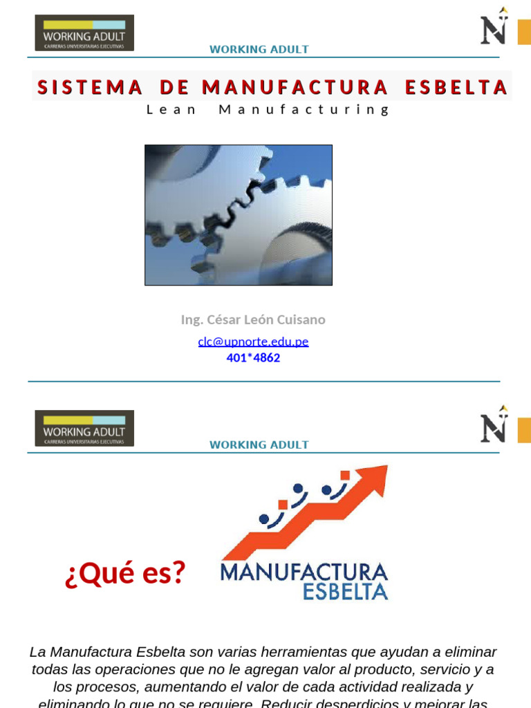 Sem 2 - Manufactura Esbelta | PDF | Lean Manufacturing | Economias