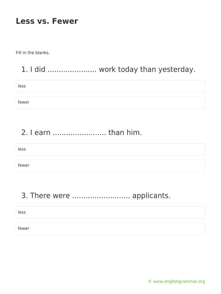 Less vs. Fewer | PDF