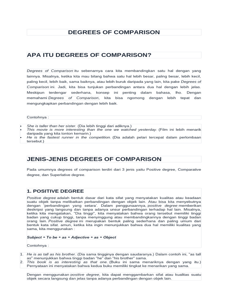 Materi Degrees of Comparison Kelas 10 | PDF