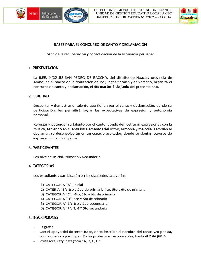 Bases Canto | PDF | Poesía