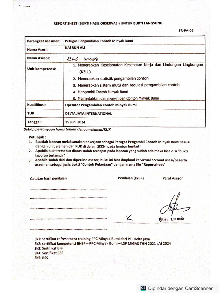 New Report Sheet Pengambil Contoh | PDF