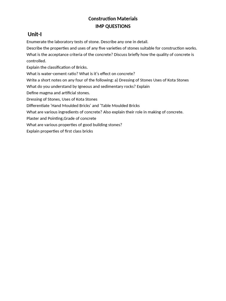 CM Imp Question Unit I | PDF