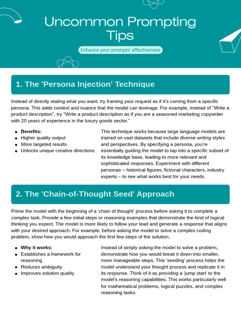 Uncommon Prompting Tips | PDF | Critical Thinking | Reason