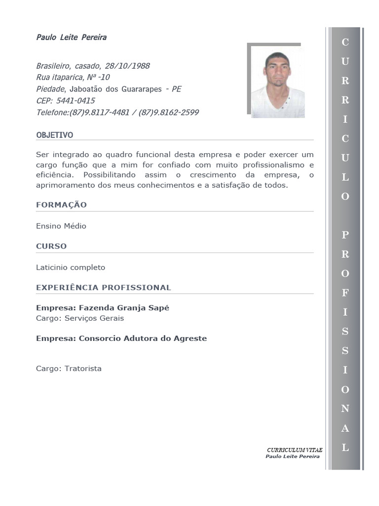 Curriculum Vitae Paulo Leite Pereira | PDF