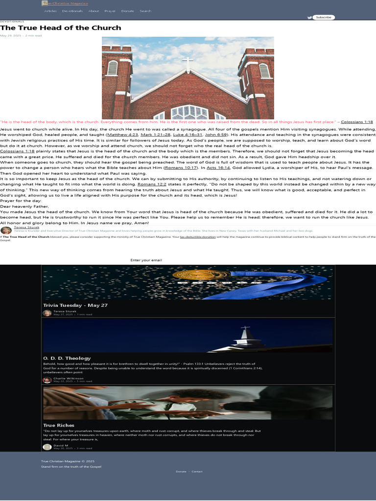 The True Head of The Church | PDF | Jesus | Abrahamic Religions