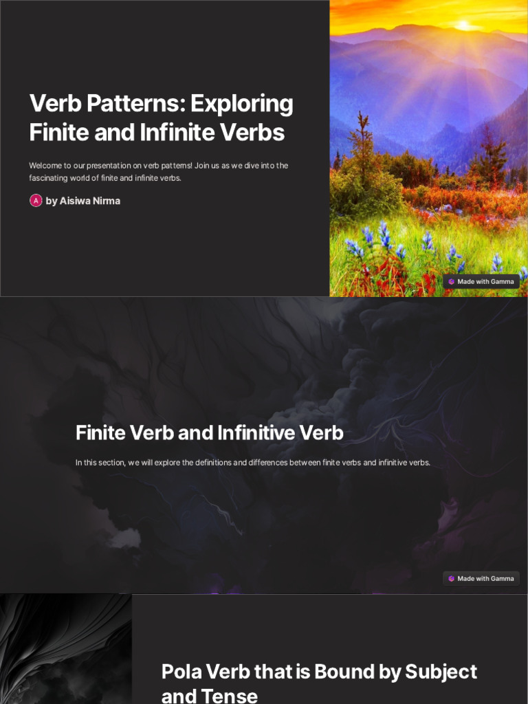 Verb Patterns Exploring Finite and Infinite Verbs | PDF