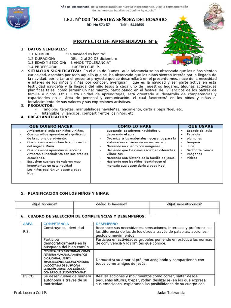 PROYECTO N°6 Navidad | PDF | Navidad | Aprendizaje